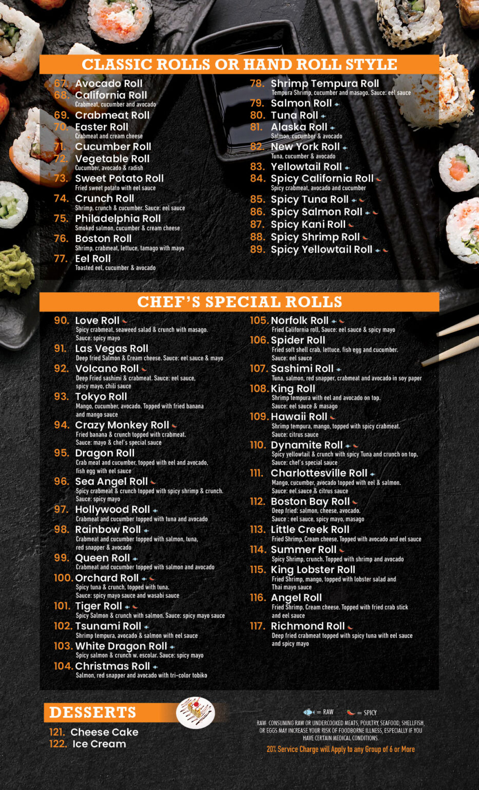 Menu Sushi King